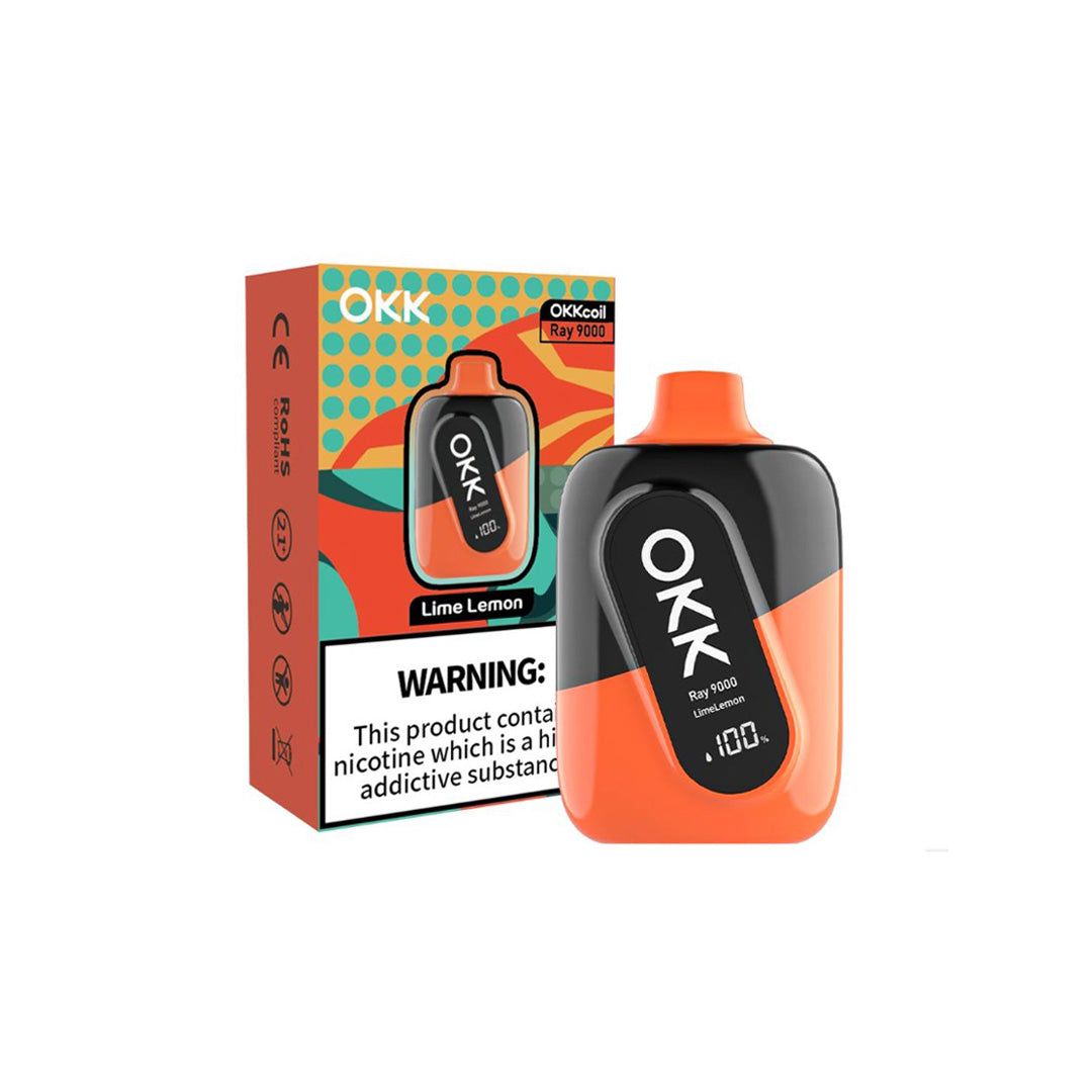 OKK Ray 9000 Puffs Lime Lemon 3.5% Nic Disposable Vape – Solt SA