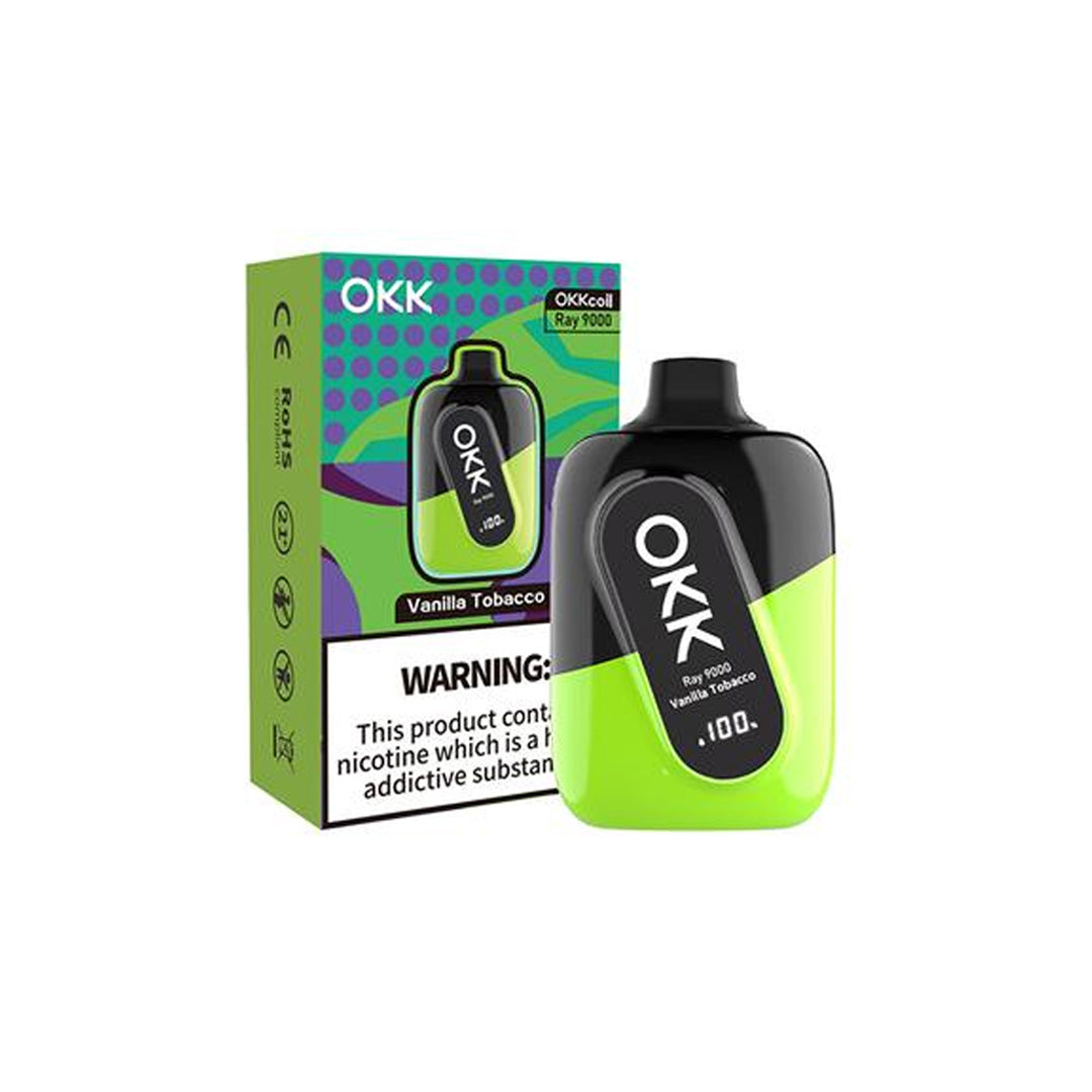 OKK Ray 9000 Puffs Vanilla Tobacco 3.5% Nic Disposable Vape – Solt SA